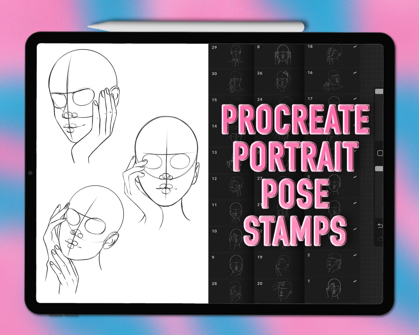 Procreate Portrait Pose Stamps Procreate Head Stamps - Etsy