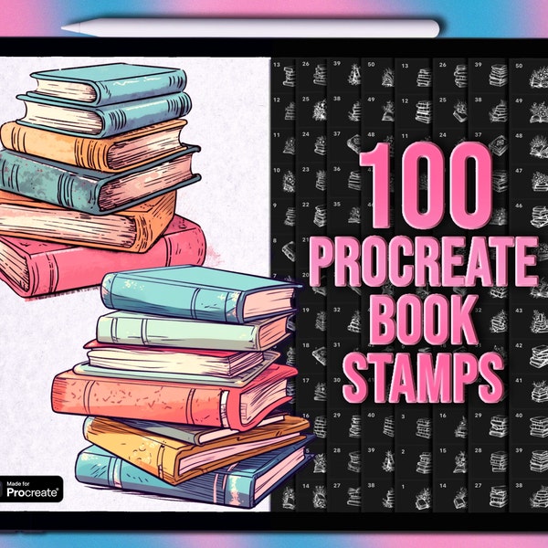 Stack of Books Stamp - Etsy