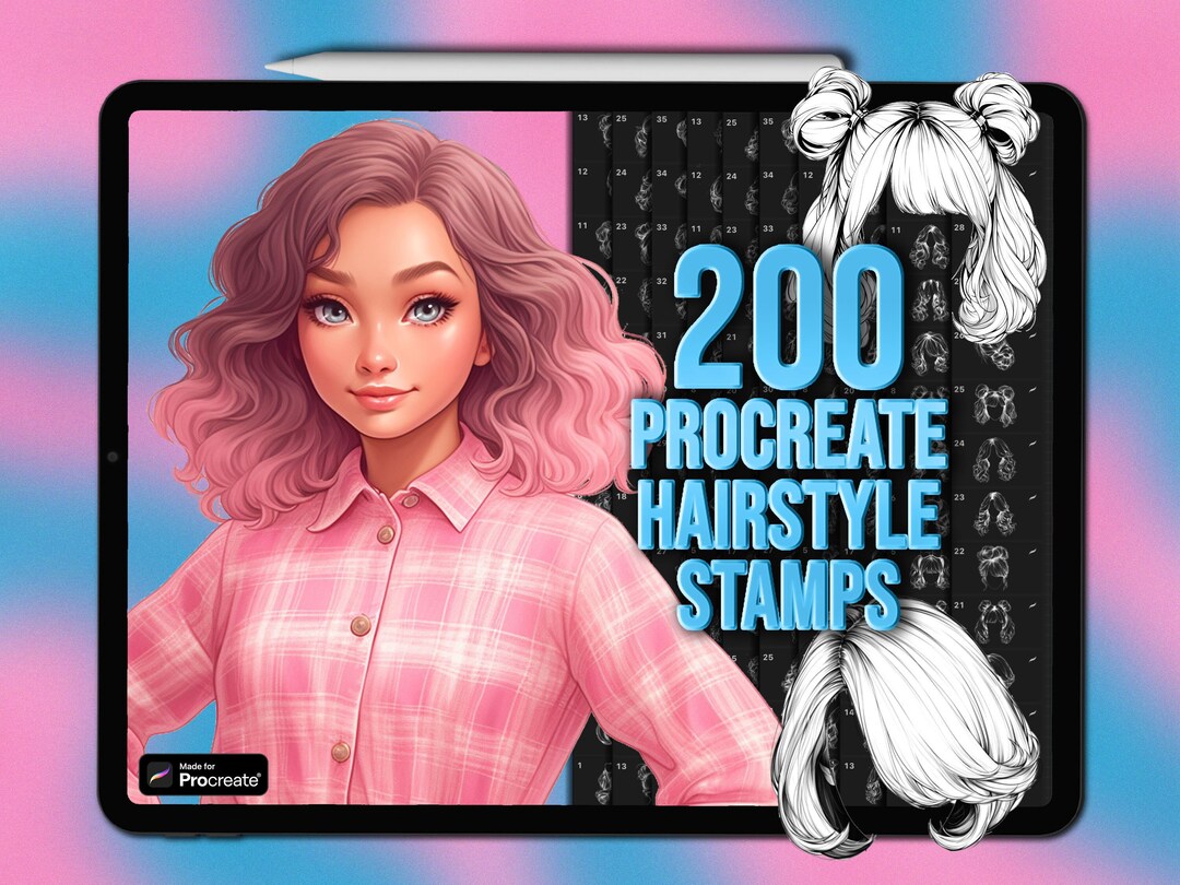 Hairstyle Procreate Stamps Procreate Hair Stamps Hair Procreate Brushes ...