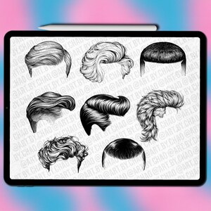 Men Hair Procreate Stamps. Male Procreate Hair Stamps. Man Hairstyle ...