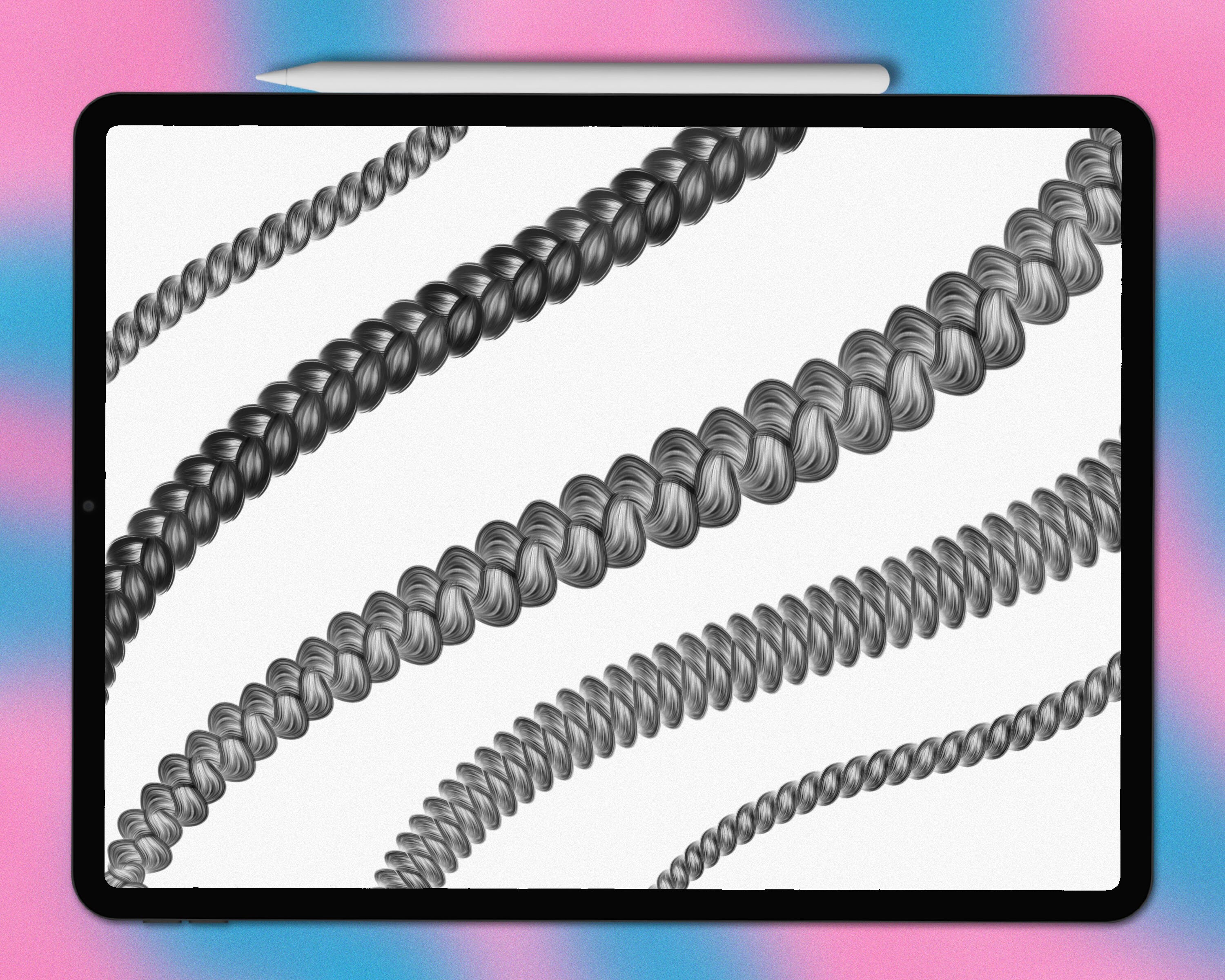 Braid Procreate Brushes Procreate Hair Brushes Hair Etsy 