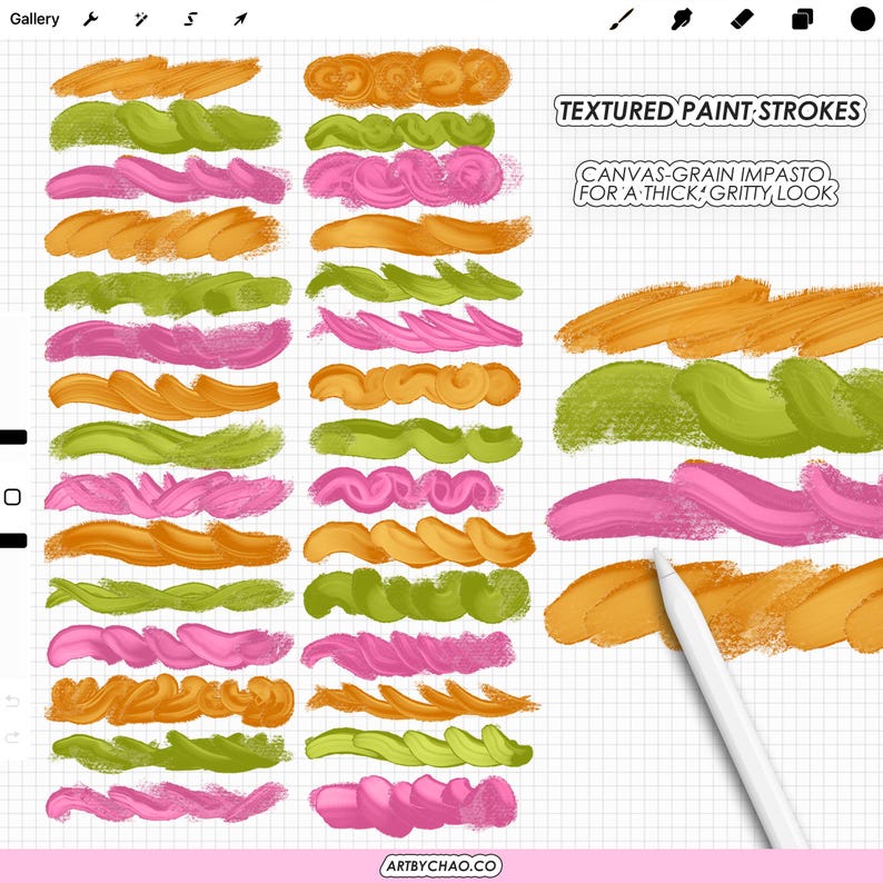Procreate Impasto Brushes: 150 Thick Oil Paint, Palette Knife Strokes ...