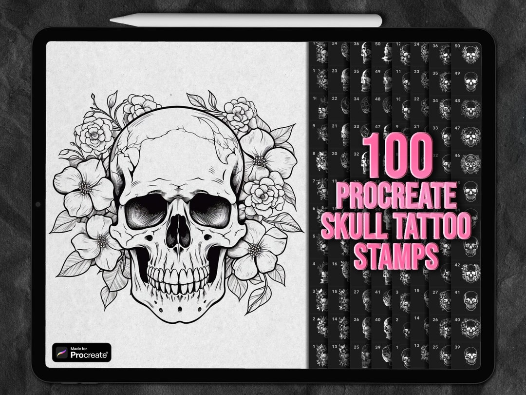 Skull Procreate Stamps Procreate Tattoo Brushes Procreate Skull Brushes ...
