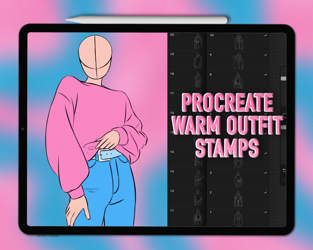 Procreate warm outfits Procreate clothes stamp brushes Fall Procreate ...