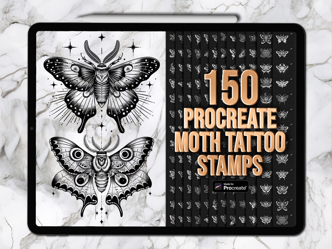 Moth Procreate Stamps Moth Procreate Tattoo Stamps Procreate Moth ...