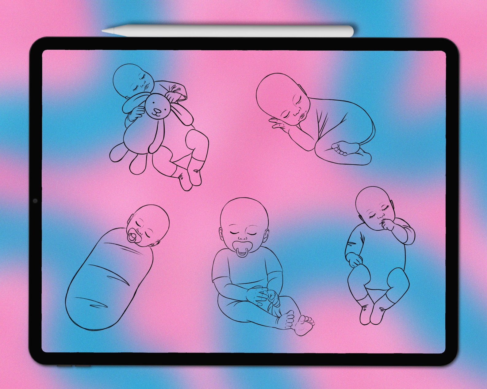 Procreate Baby Pose Stamps Procreate Poses Stamps Baby - Etsy