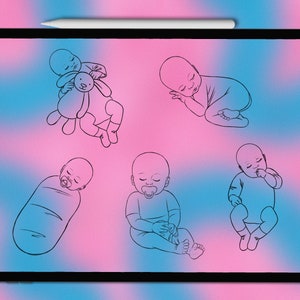 Procreate Baby Pose Stamps Procreate Poses Stamps Baby Procreate Stamps ...