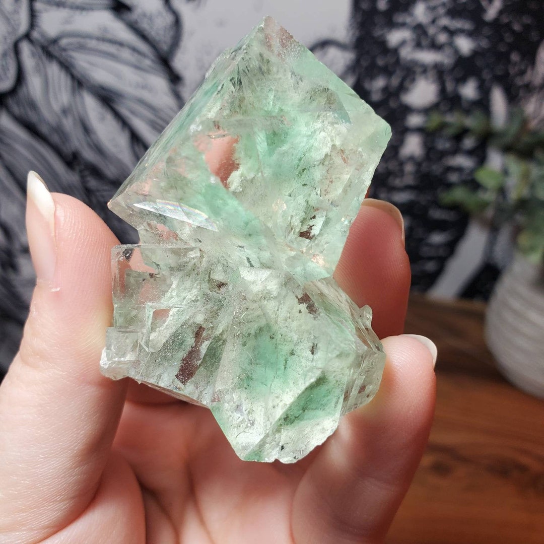 Cubic Green Fluorite Cluster – Rainbow Crystal, Mineral Specimen - Etsy