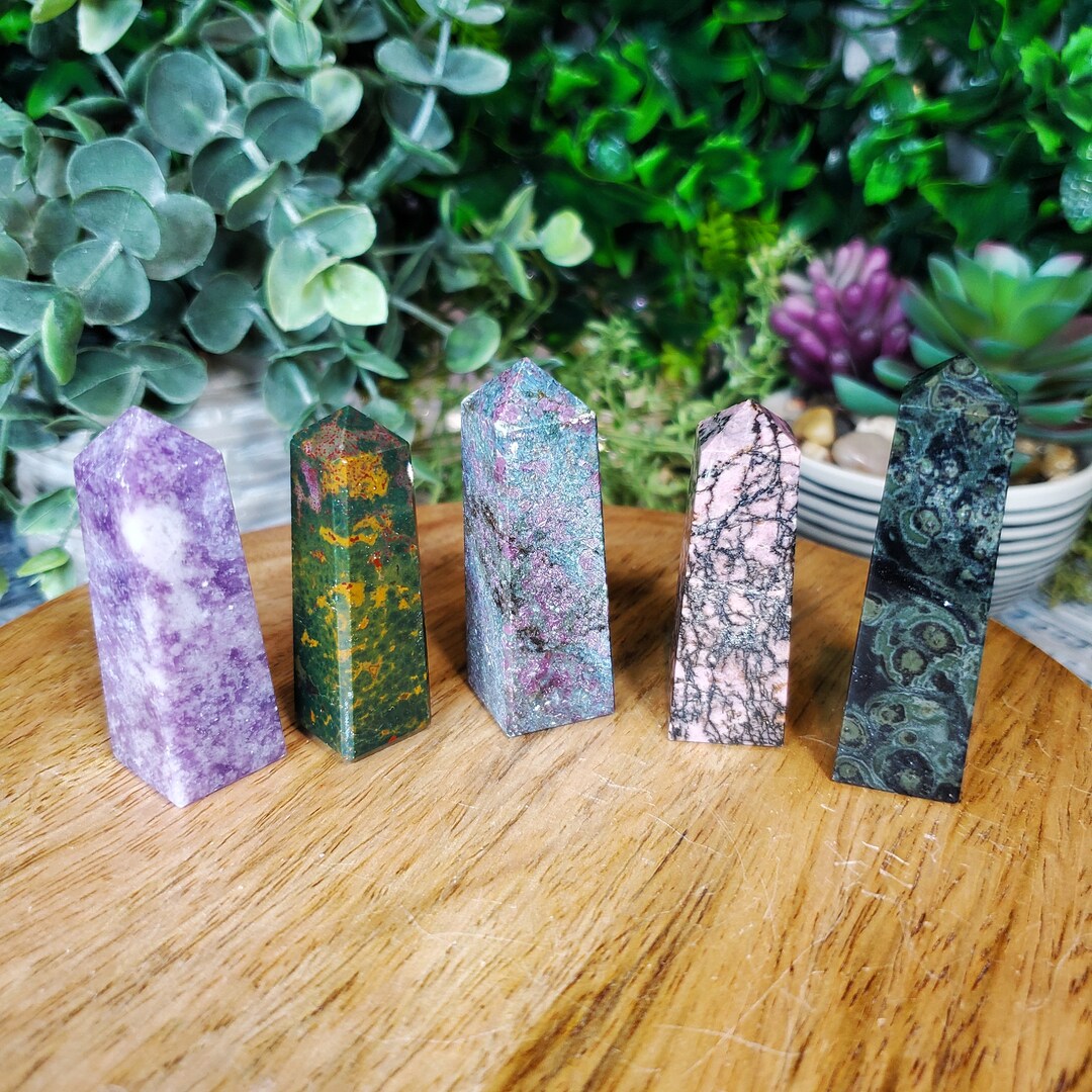 Small Assorted Crystal Obelisks - Ocean Jasper Obelisk - Rhodonite ...