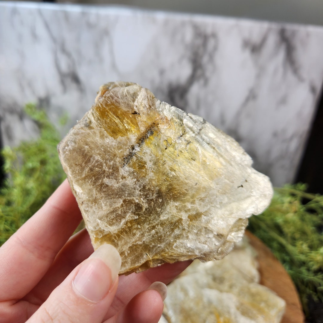 Golden Mica - Rough Yellow Mica - Yellow Mica With Tourmaline ...