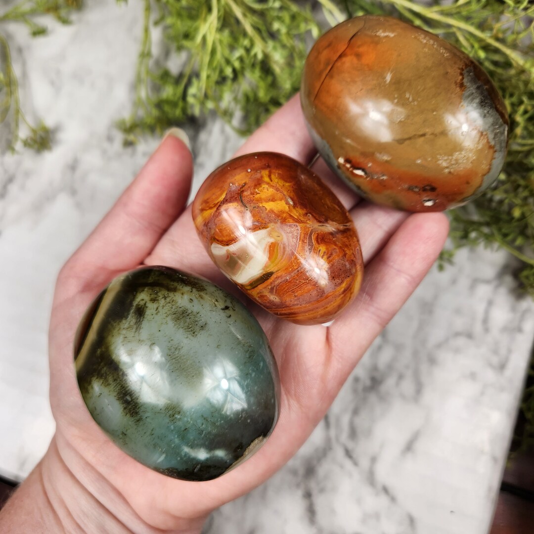Large Polychrome Jasper Palm Stones - Polished Polychrome Jasper ...