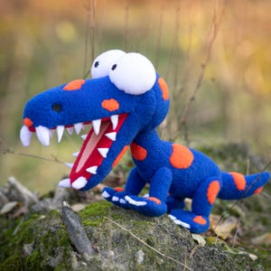 Klampon Plushie, Blue Crocodile Plush, Handmade Stuffed Animal, 10.6in ...