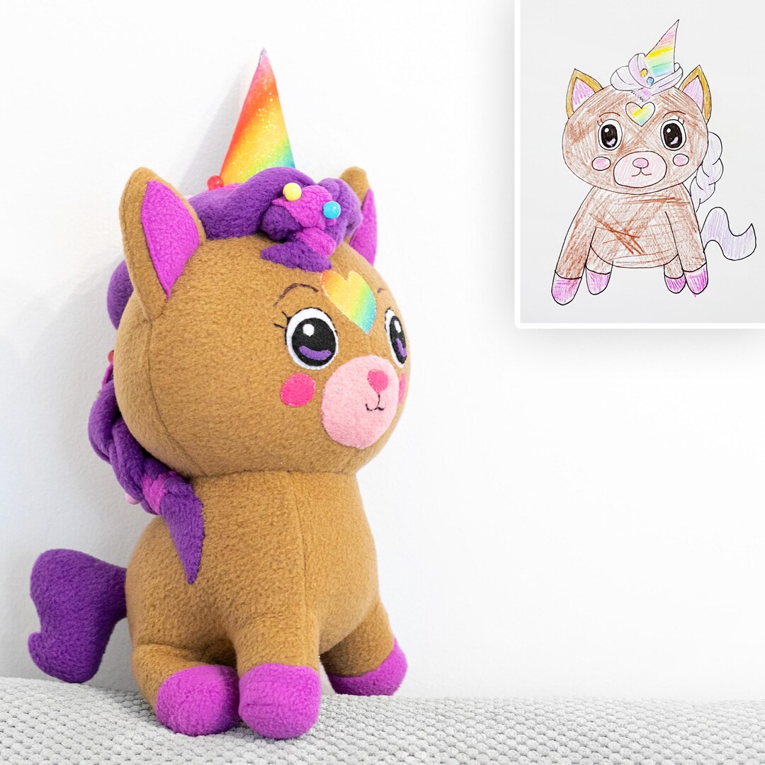 Plushie From Drawing, Cat Unicorn Plush From Drawing, Kitikorn Plushie ...