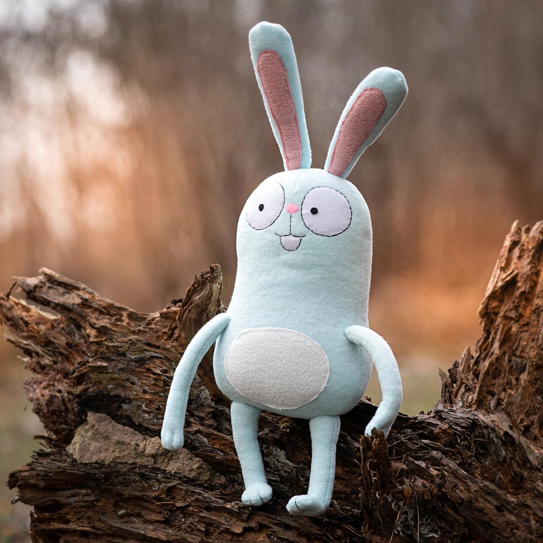 Barry Buns the Bunny, Handmade Stuffed Plushie, 11.6in High, Kiff and ...