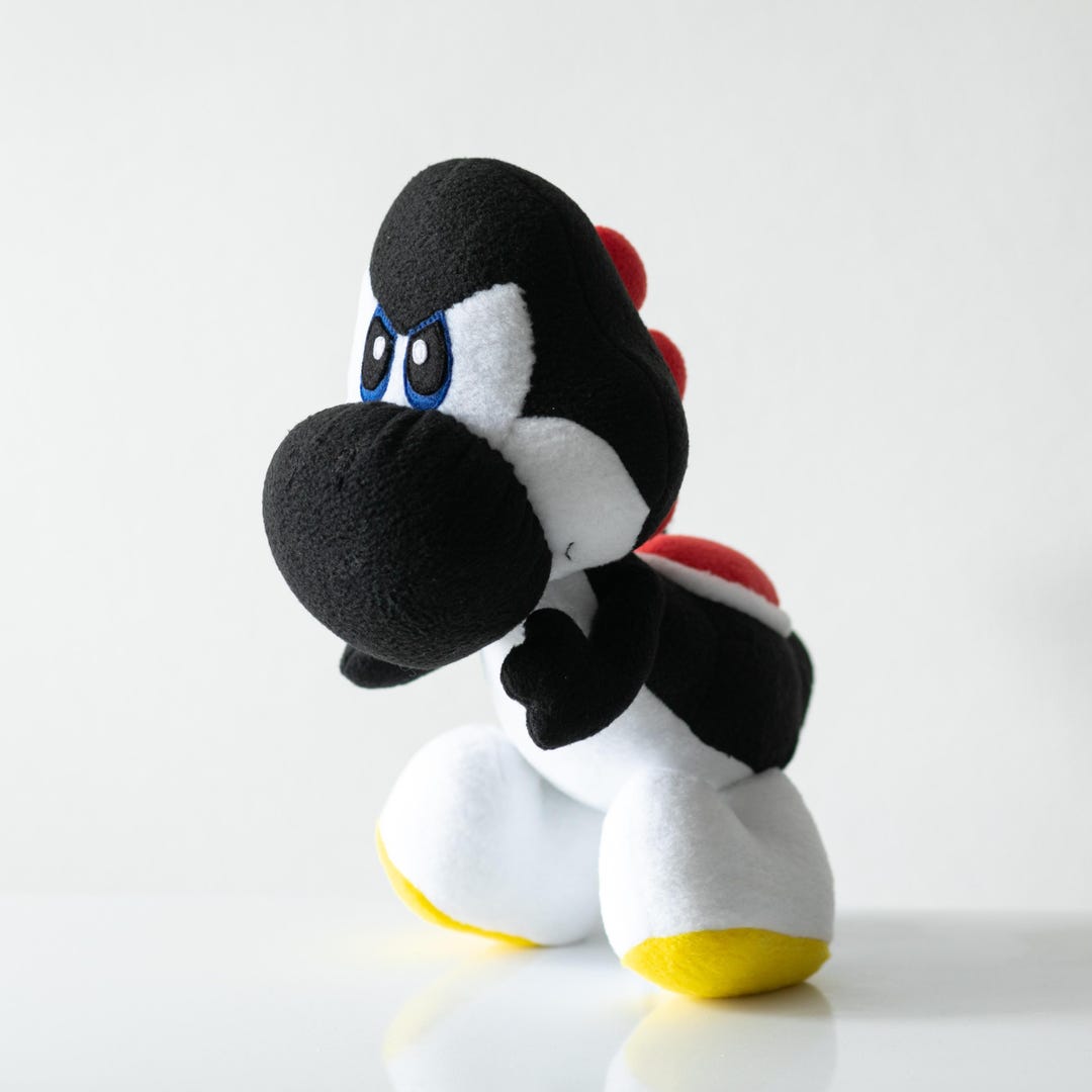 Black Yoshi Plushie, Yoshi Dinosaur, Handmade Stuffed Animal, 13.3in ...