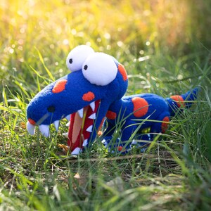 Klampon Plushie, Blue Crocodile Plush, Handmade Stuffed Animal, 10.6in ...