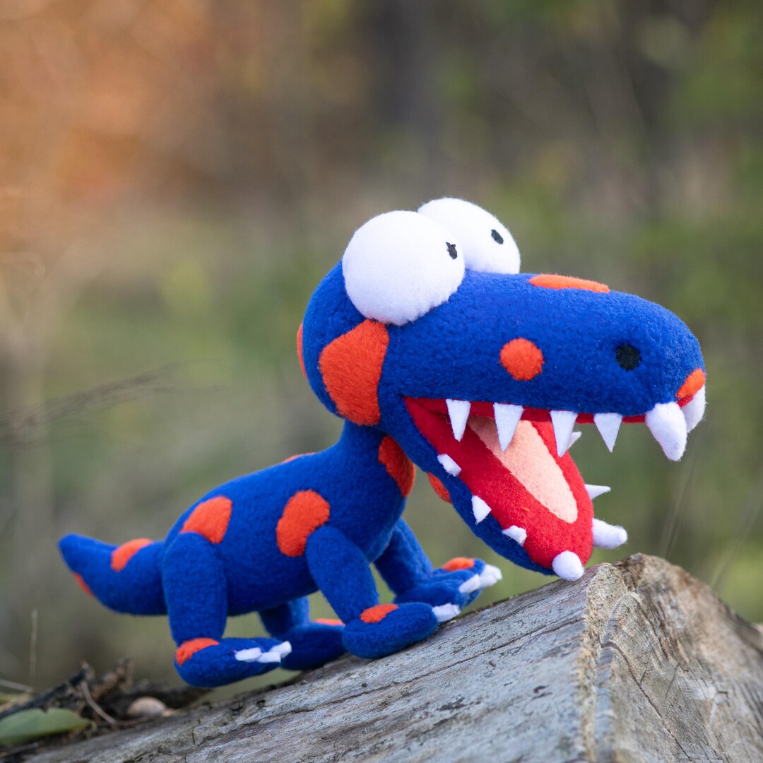 Klampon Plushie, Blue Crocodile Plush, Handmade Stuffed Animal, 10.6in ...