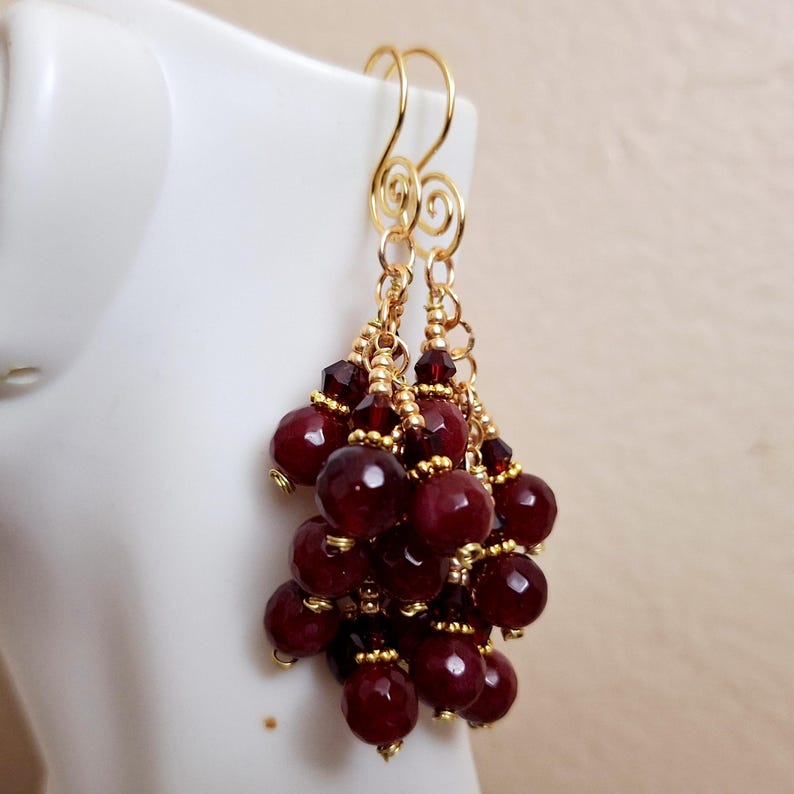 Brazilian Ruby Cluster Earrings: Faceted Czech Filigree #4113 - Etsy