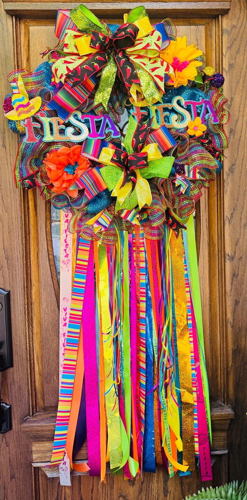 Handmade Fiesta Wreath: Brilliant Colors, Designer Ribbons, Chili ...