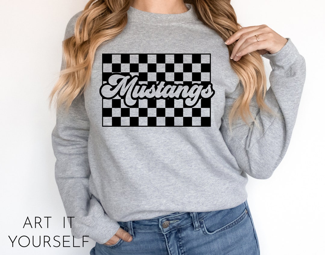 Mustangs Retro Team Design, Team Apparel, Mustangs Shirt File, Mustangs ...