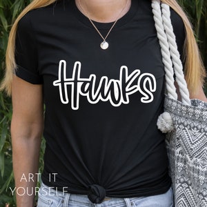 Hawks Script Team Design, Team Apparel, Hawks Shirt SVG, Hawks Mascot ...