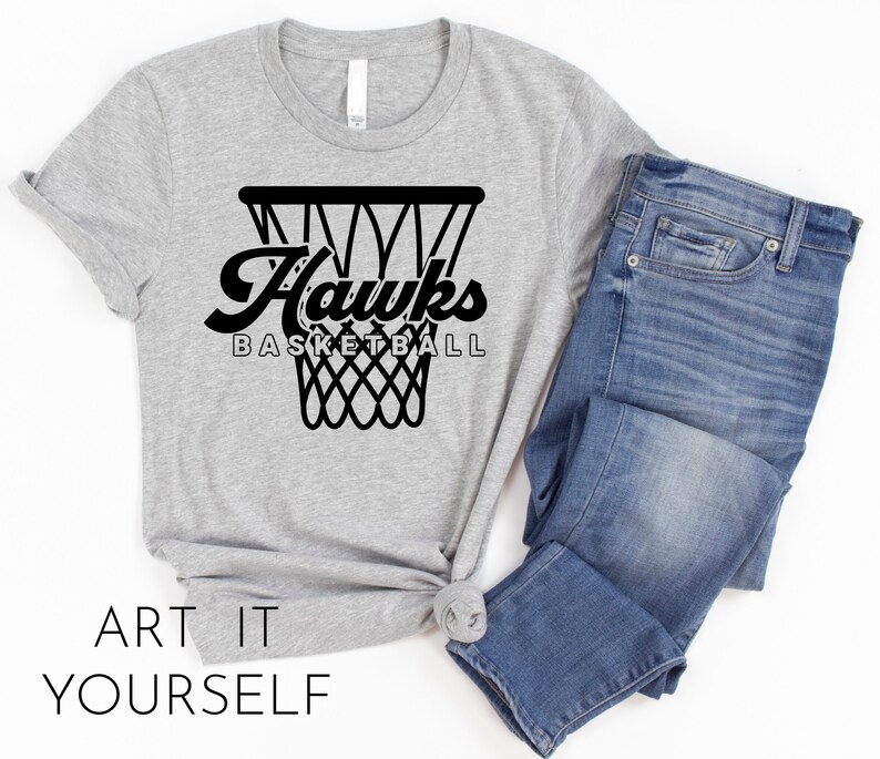 Hawks Basketball Retro Team Design, Team Apparel, Hawks Shirt SVG ...