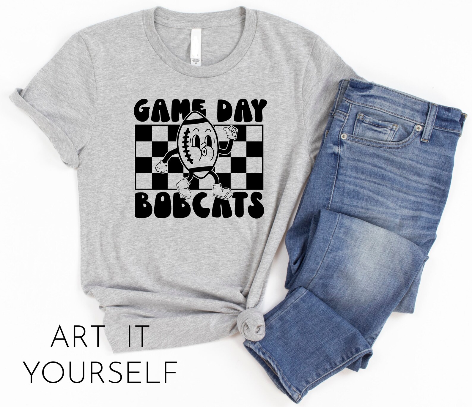 Bobcats Retro Football Team Design, Team Apparel, Vintage Bobcats Shirt ...