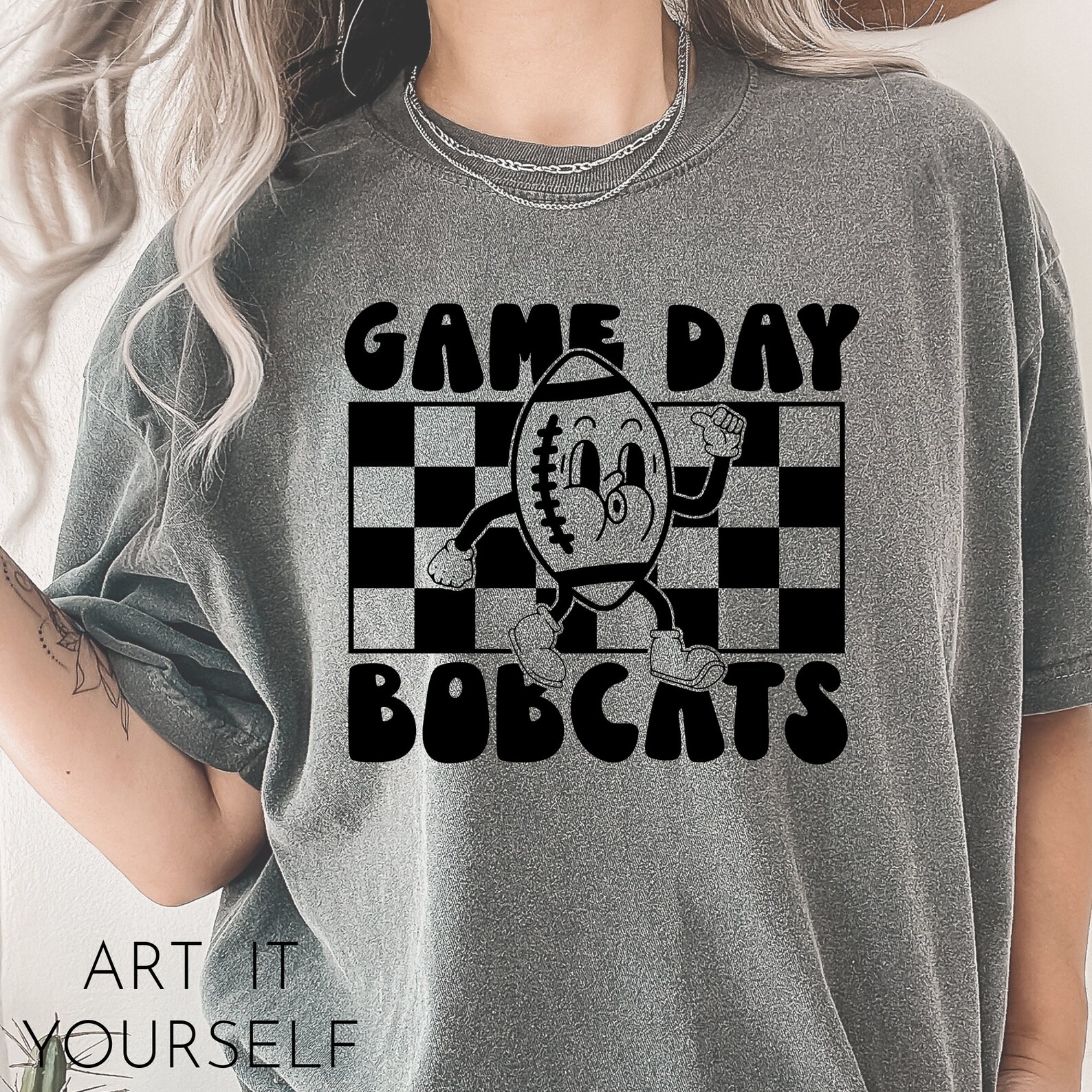 Bobcats Retro Football Team Design, Team Apparel, Vintage Bobcats Shirt ...
