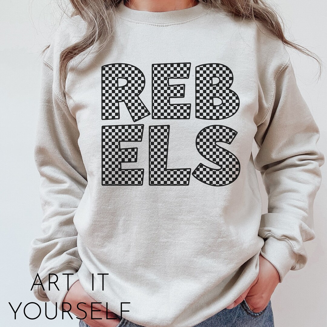 Rebels Checkered Retro Team Design, Team Apparel, Rebels File, Rebels ...