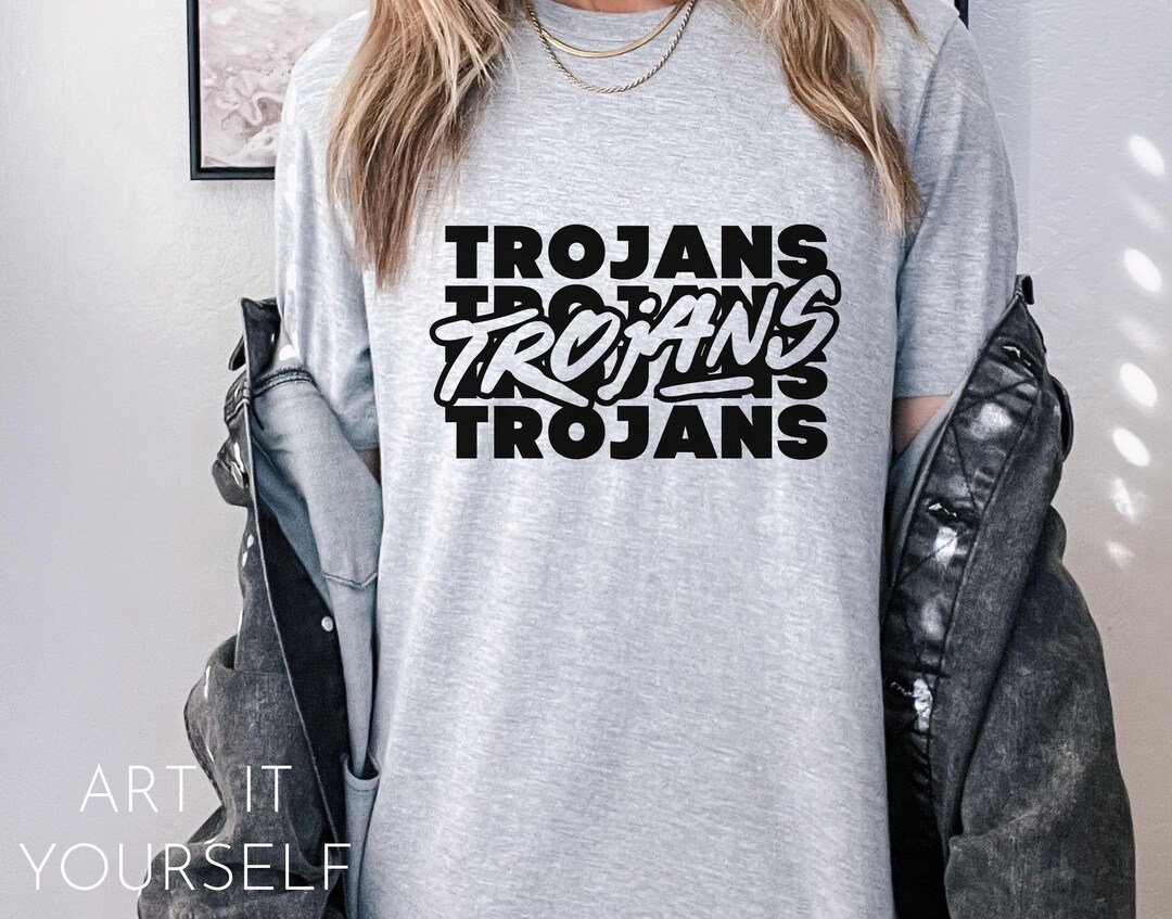 Trojans Retro Repeat Team Design, Team Apparel, Trojan File, Trojans ...
