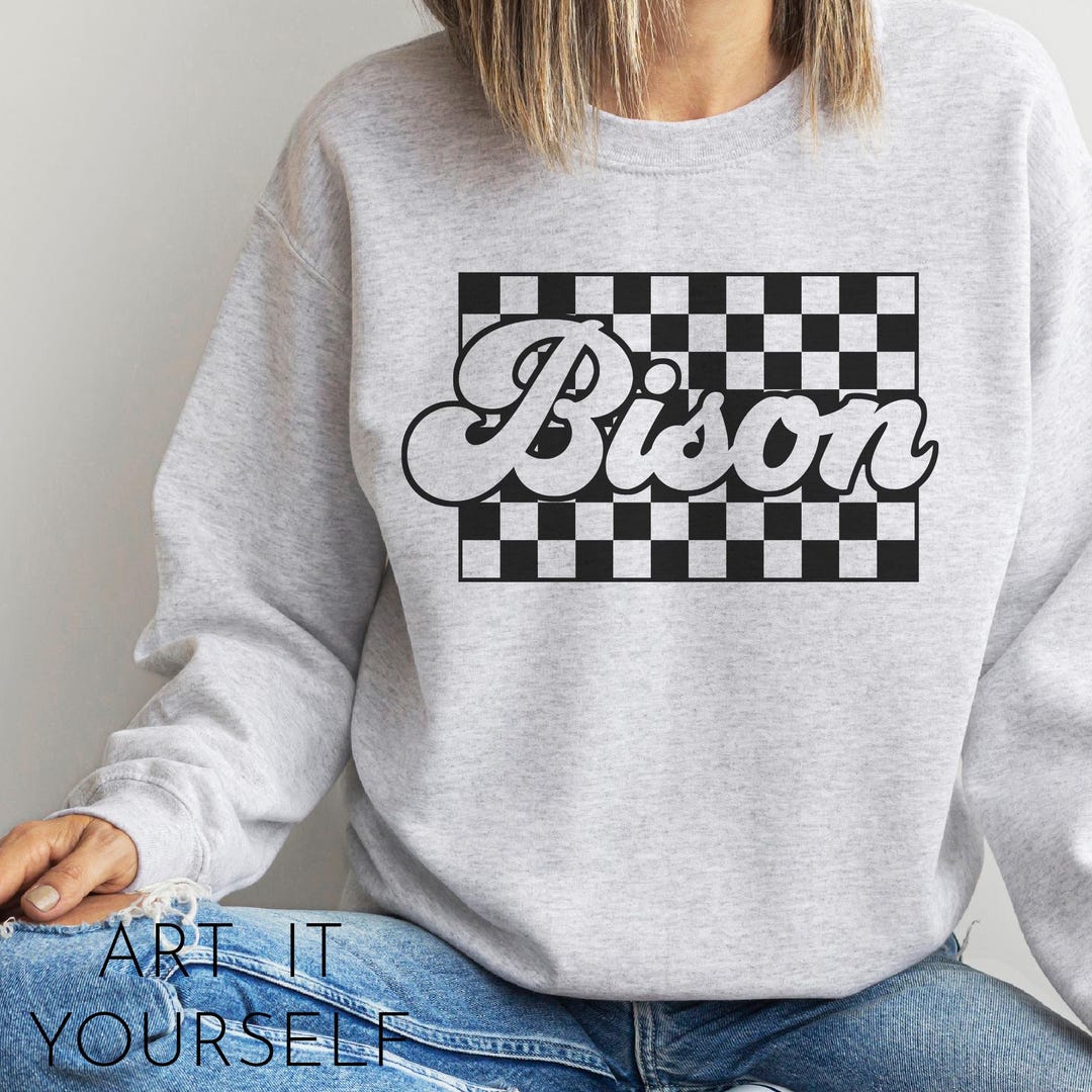 Bison Retro Team Design, Team Apparel, Bison Shirt, Bison Mascot ...