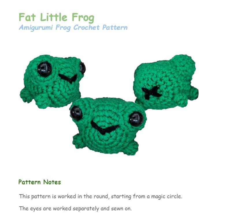 Downloadable PDF Crochet Pattern | Amigurumi Fat Little Frog Crochet ...
