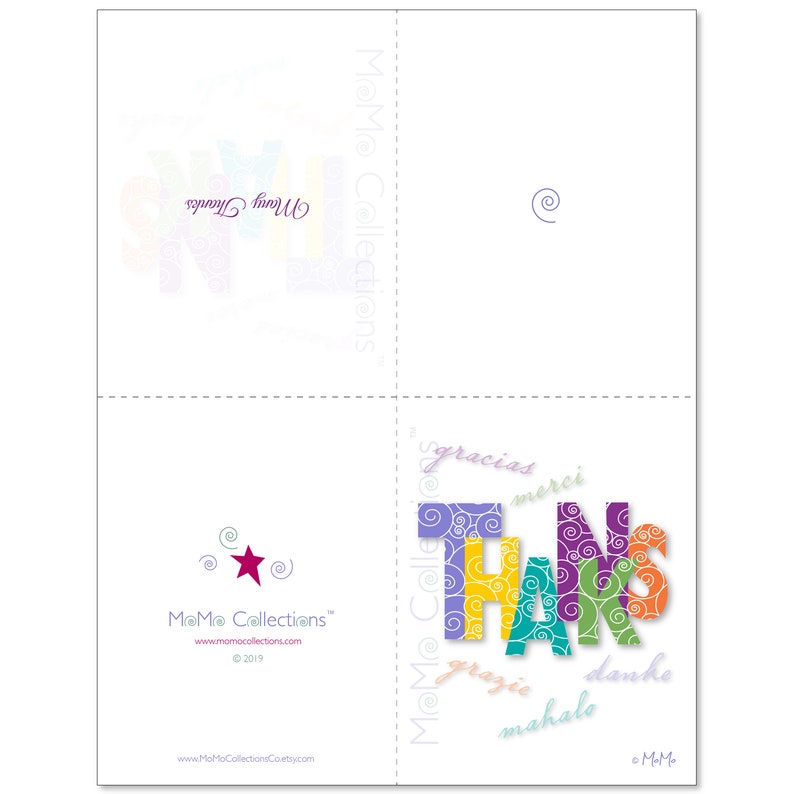 Printable Thank You Card (many Thanks): Digital Download Card, Original ...