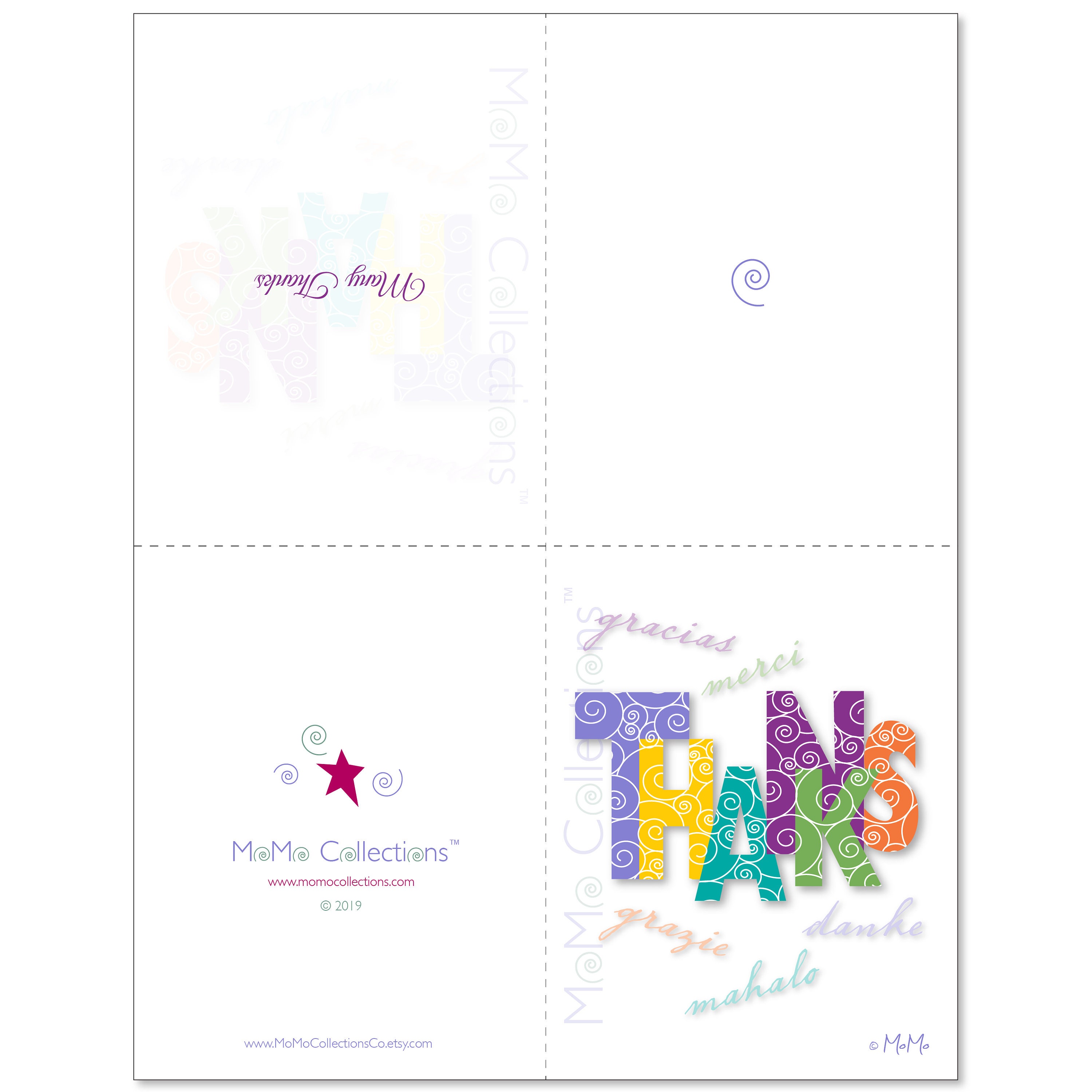 Printable Thank You Card (many Thanks): Digital Download Card, Original ...
