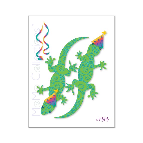 Printable Birthday Card party Geckos: Digital Download Card | Etsy