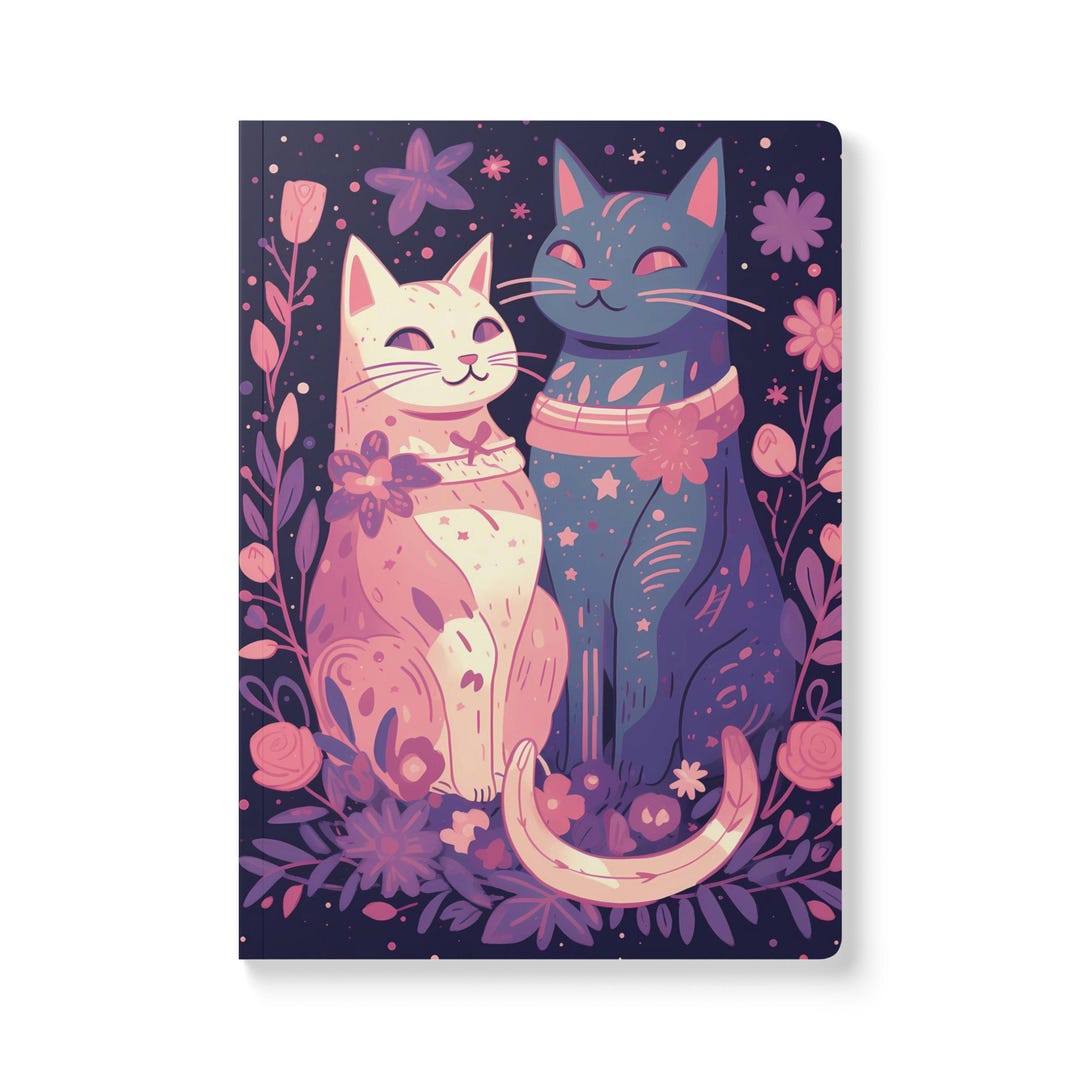 Cute Floral Cat Softcover Journal with Inside Prints - Etsy