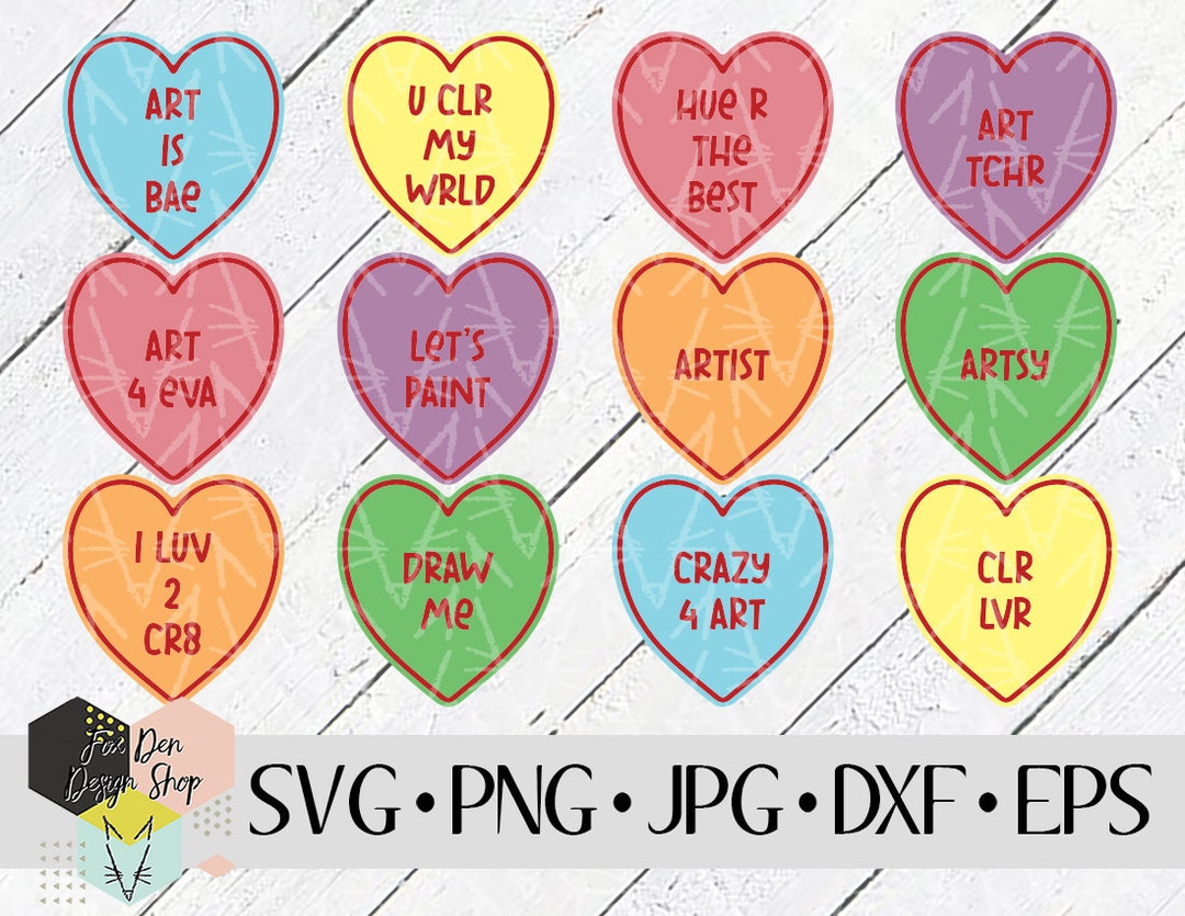 Artsy Conversation Hearts SVG, SVG Files for Cricut, Silhouette Files ...