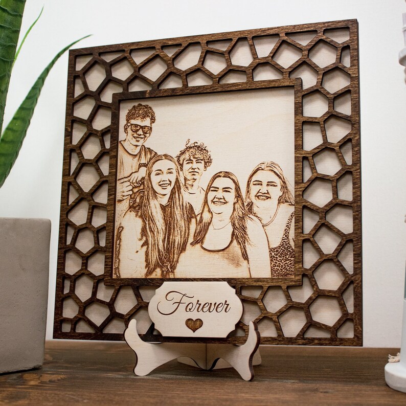 Custom Wood Family Picture Frame, Engraved Family Photo, Personalized ...