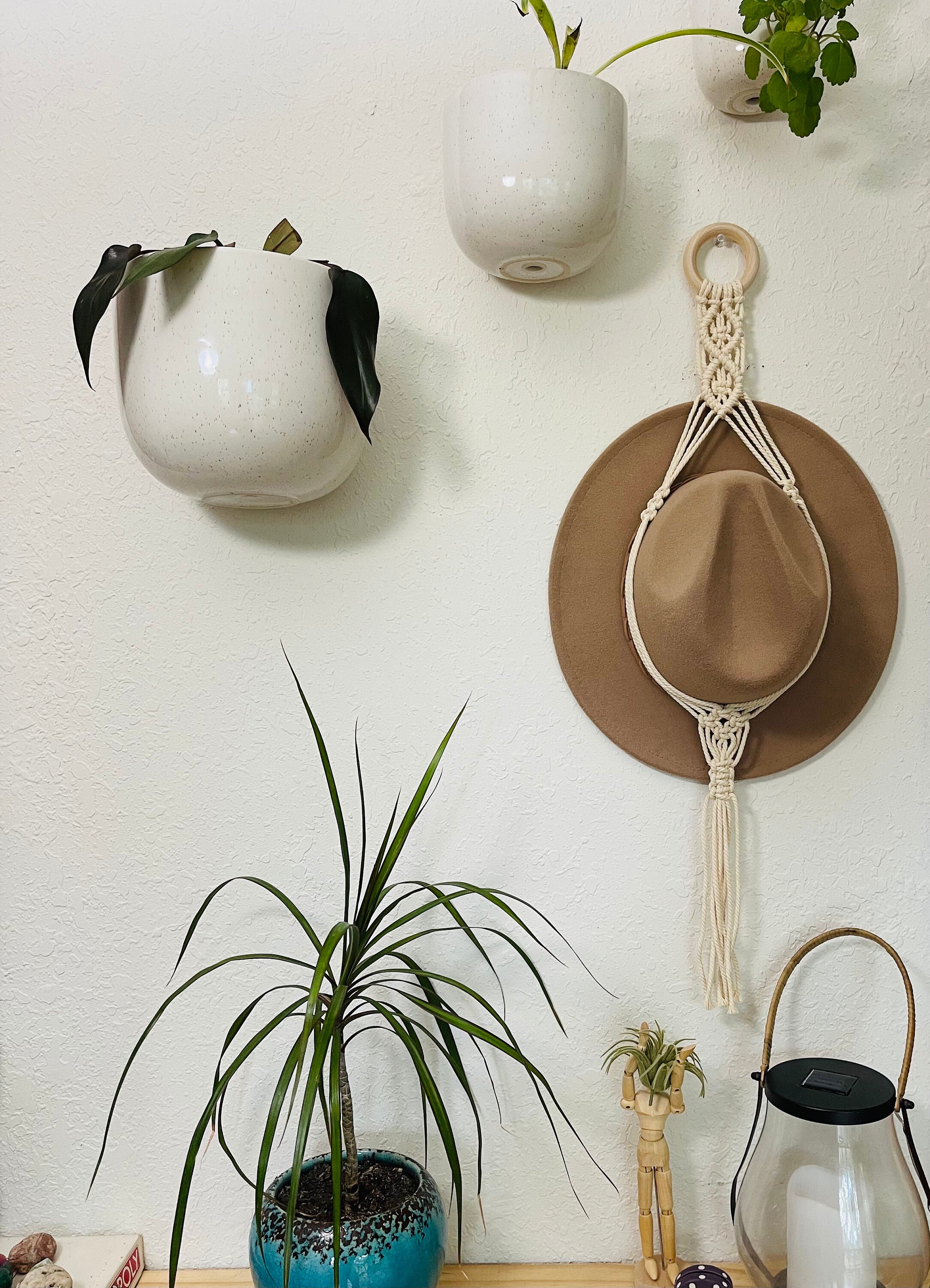 Farmhouse Hat Hanger, Macrame Boho Hat Display, Cowboy Hat, Boho Home ...