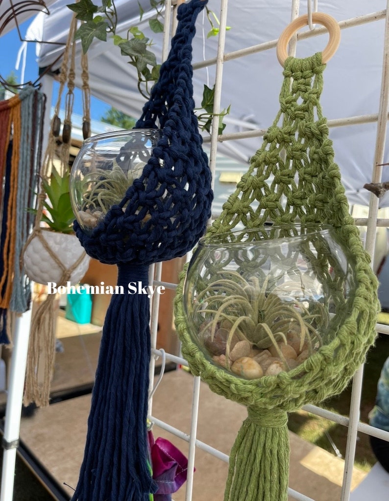 Macrame Plant Hanger With Glass Bowl, Boho Terrarium, Mother’s Day Gift ...