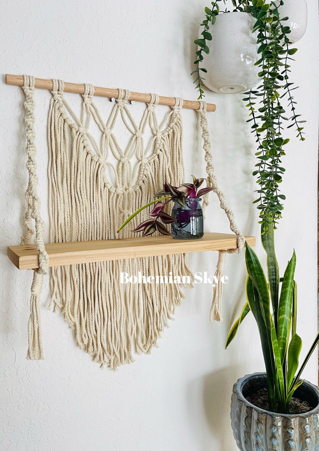 Macrame Boho Wall Shelf, Wedding Gift - Etsy