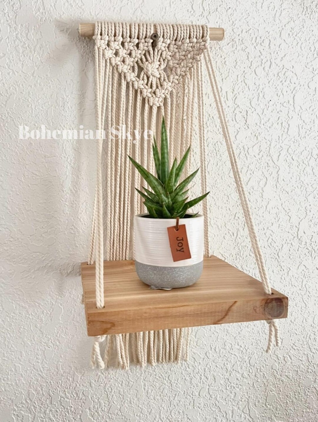 Macrame Cedar Shelf, Plant Shelf, Boho Living Room, Gift Idea - Etsy