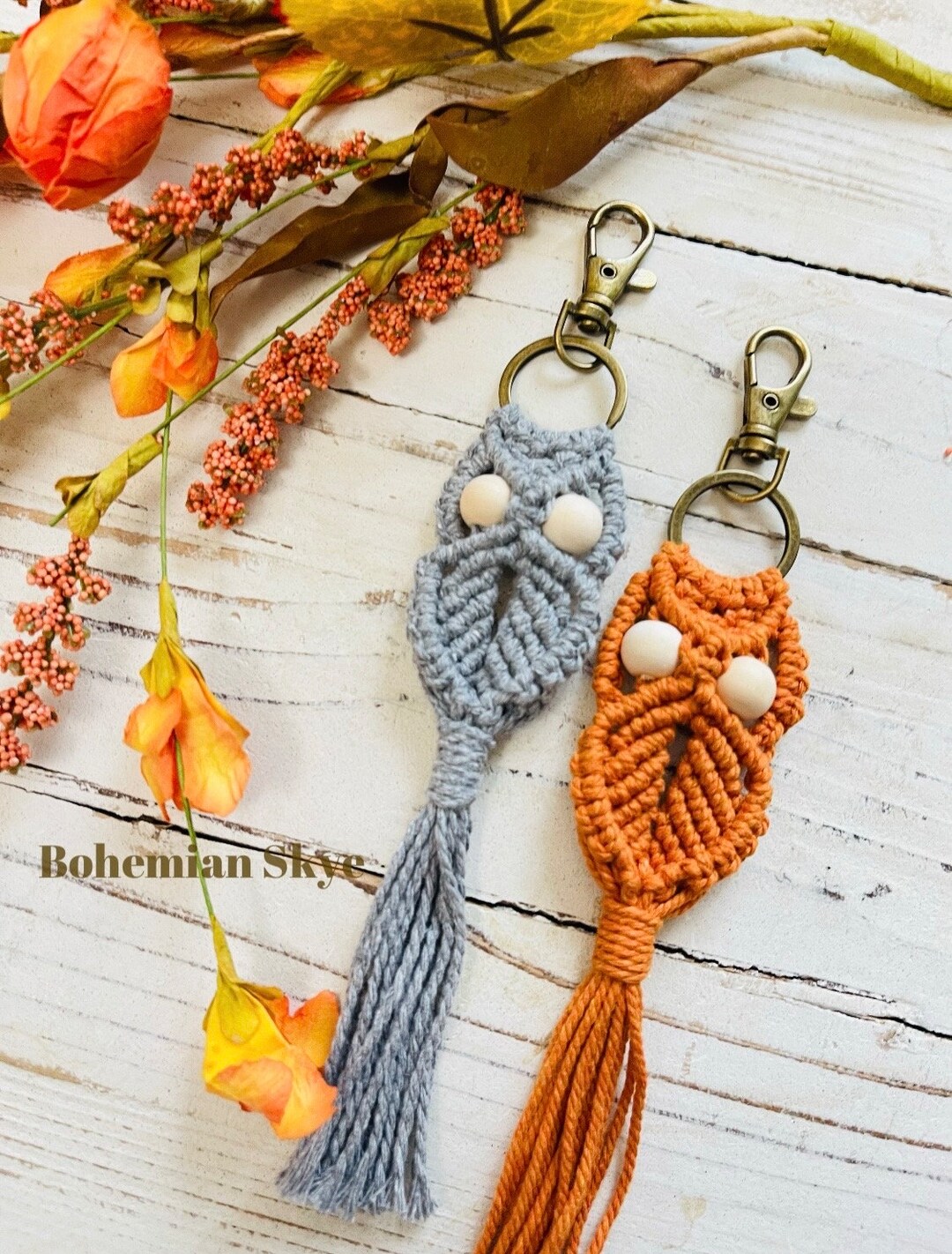 Macrame Owl Keychain - Etsy