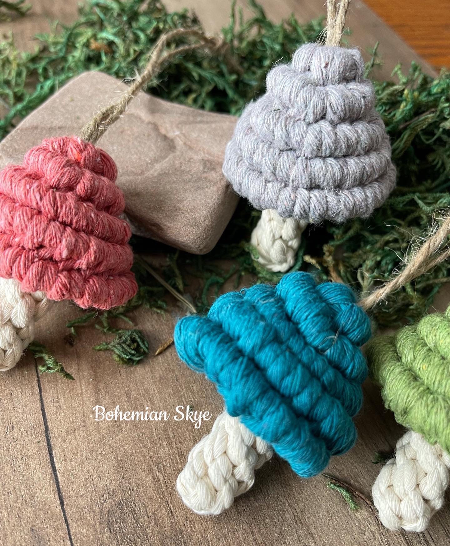 Macrame Mushroom, Boho Decor Macrame Mushrooms, Mini Mushroom Lovers ...
