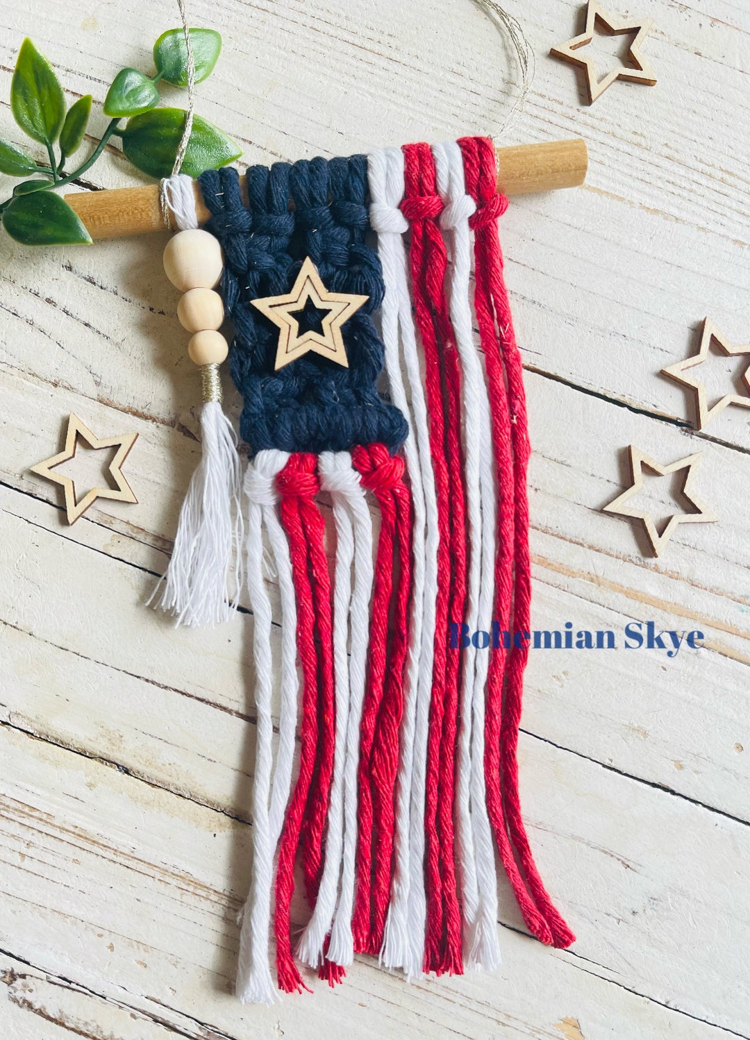 American Flag Macrame Decor Wall Hanging, 4th of July Decor, Veteran ...