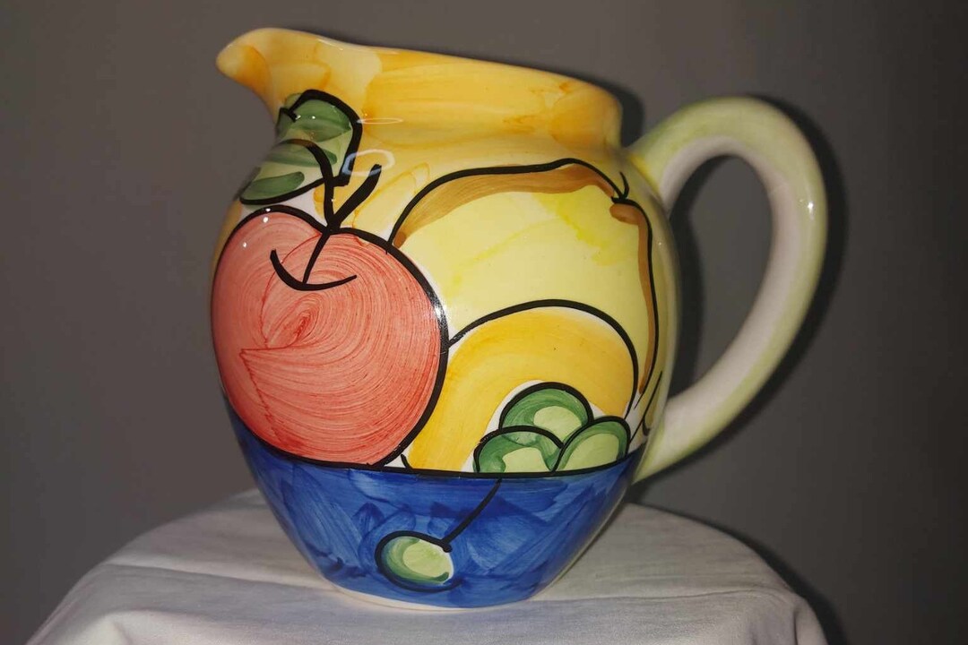 Vintage Bella Ceramica Alfresco Ceramic Pitcher Fruit Theme. Milk Jug ...