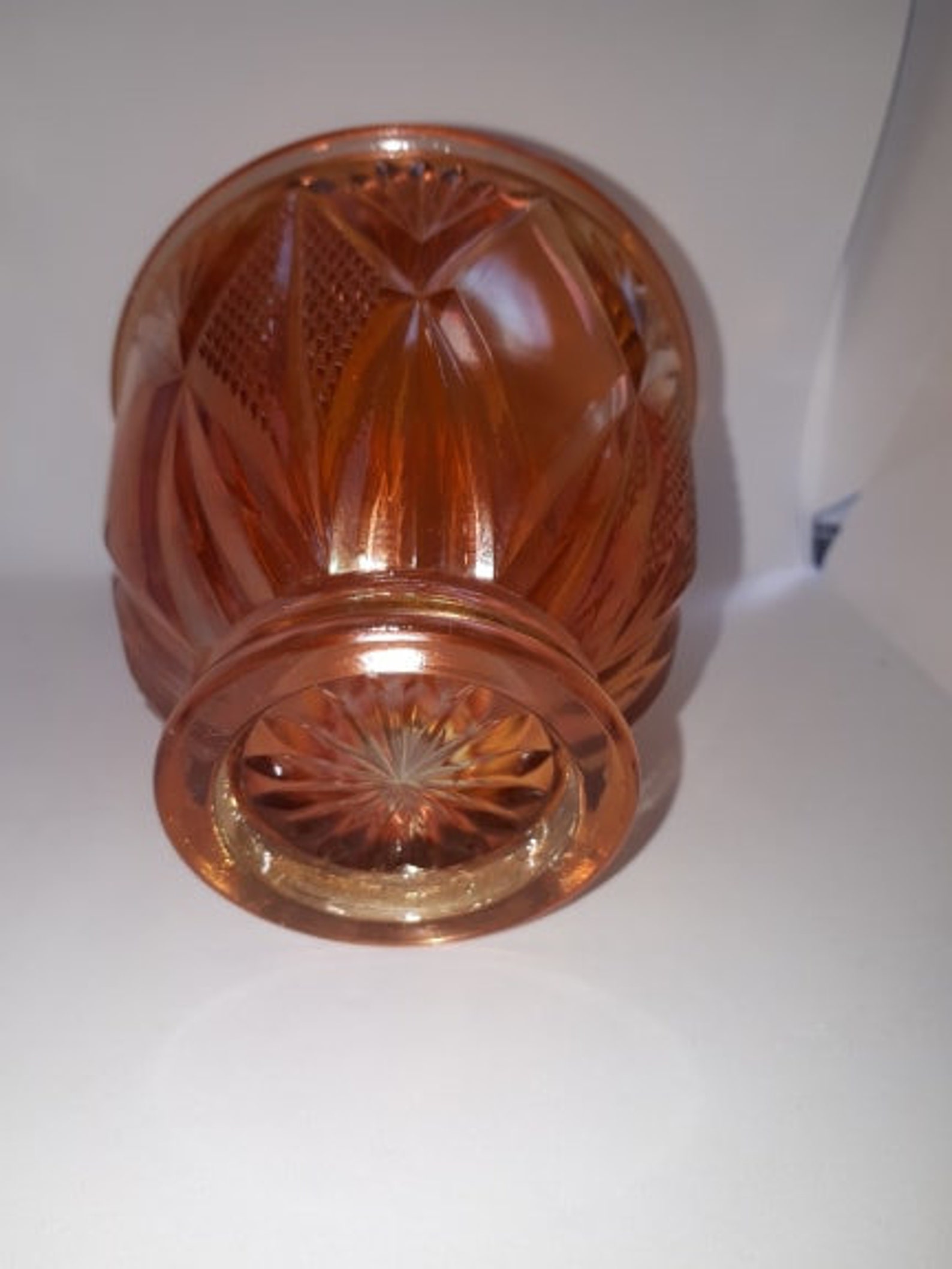 Vintage Sowerby Glass Carnival Ware Split Diamond Lidded Sugar Bowl ...