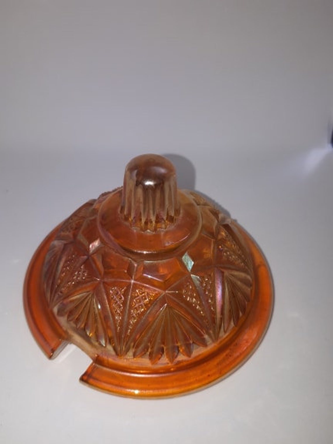 Vintage Sowerby Glass Carnival Ware Split Diamond Lidded Sugar Bowl ...