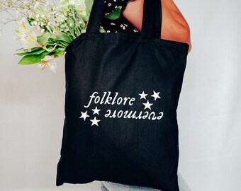 Minimalist Folklore Inspired Tote Bag in a Grey Design Lyrics and Album ...