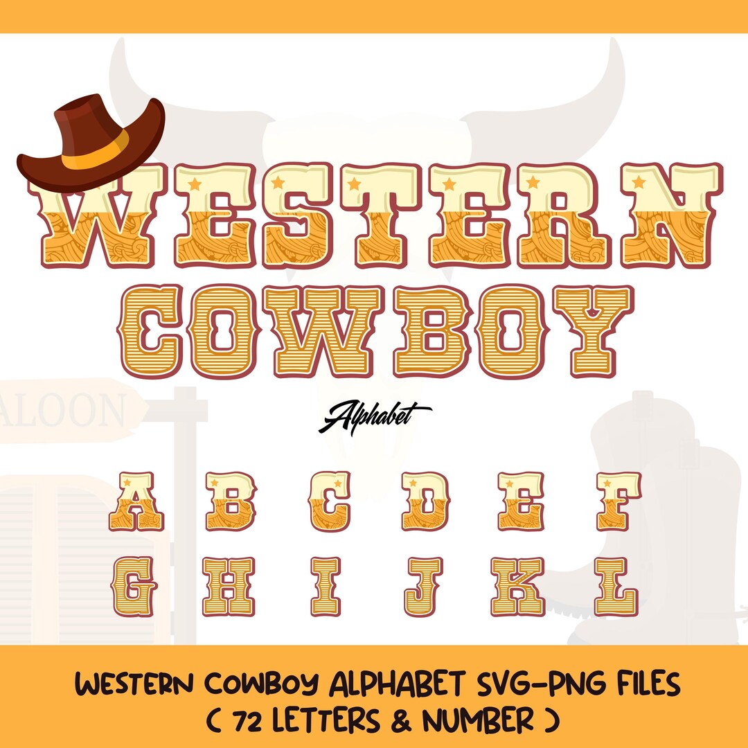 Western Cowboy Alphabet SVG PNG | Vintage Rodeo Font, Rustic Ranch ...